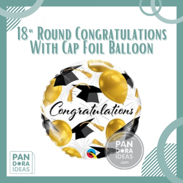 Jual 18" Round Congratulations With Cap Foil Balloon|Balon Foil ...