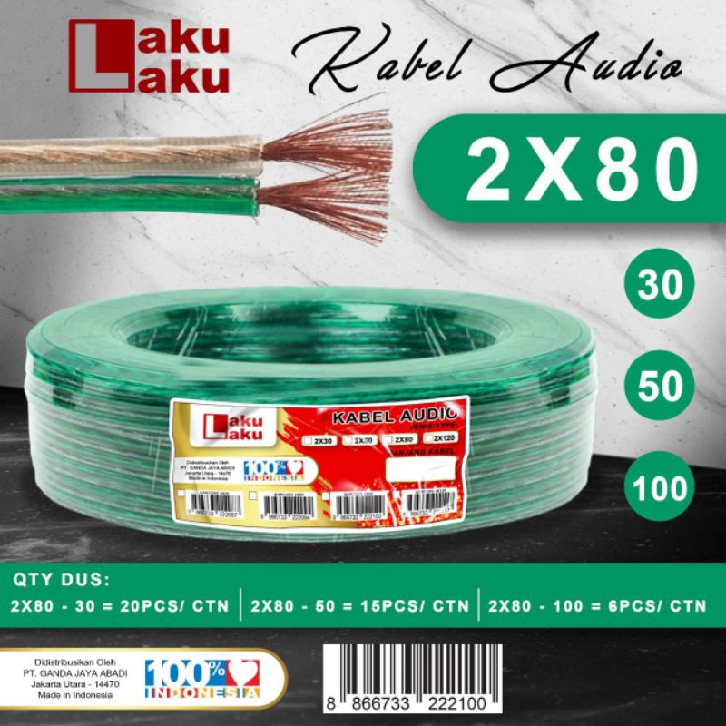Jual Kabel Audio 2 x 80 (1 Roll 80 M Full) - Kabel Transparan 2x80 ...