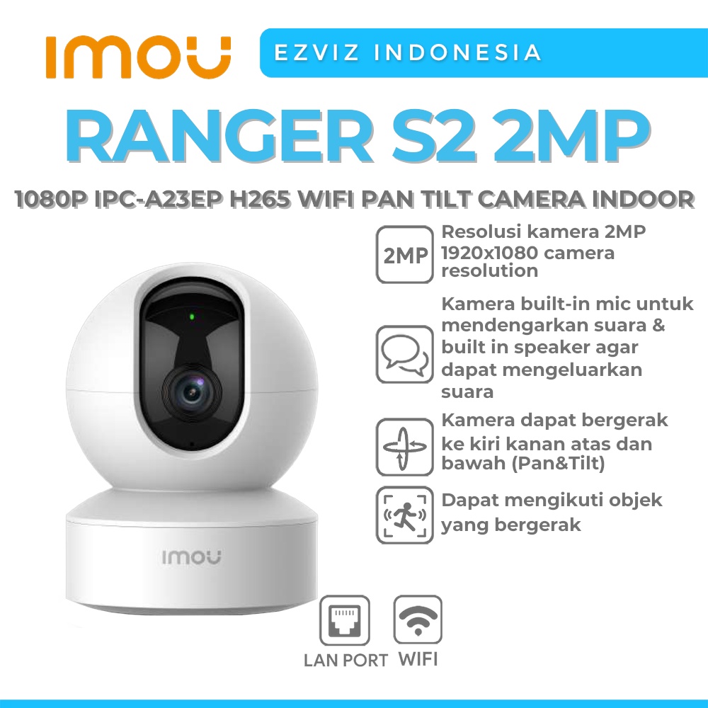 Jual IMOU RANGER S2 2MP 1080P IPC-A23EP H265 WIFI PAN TILT CAMERA ...