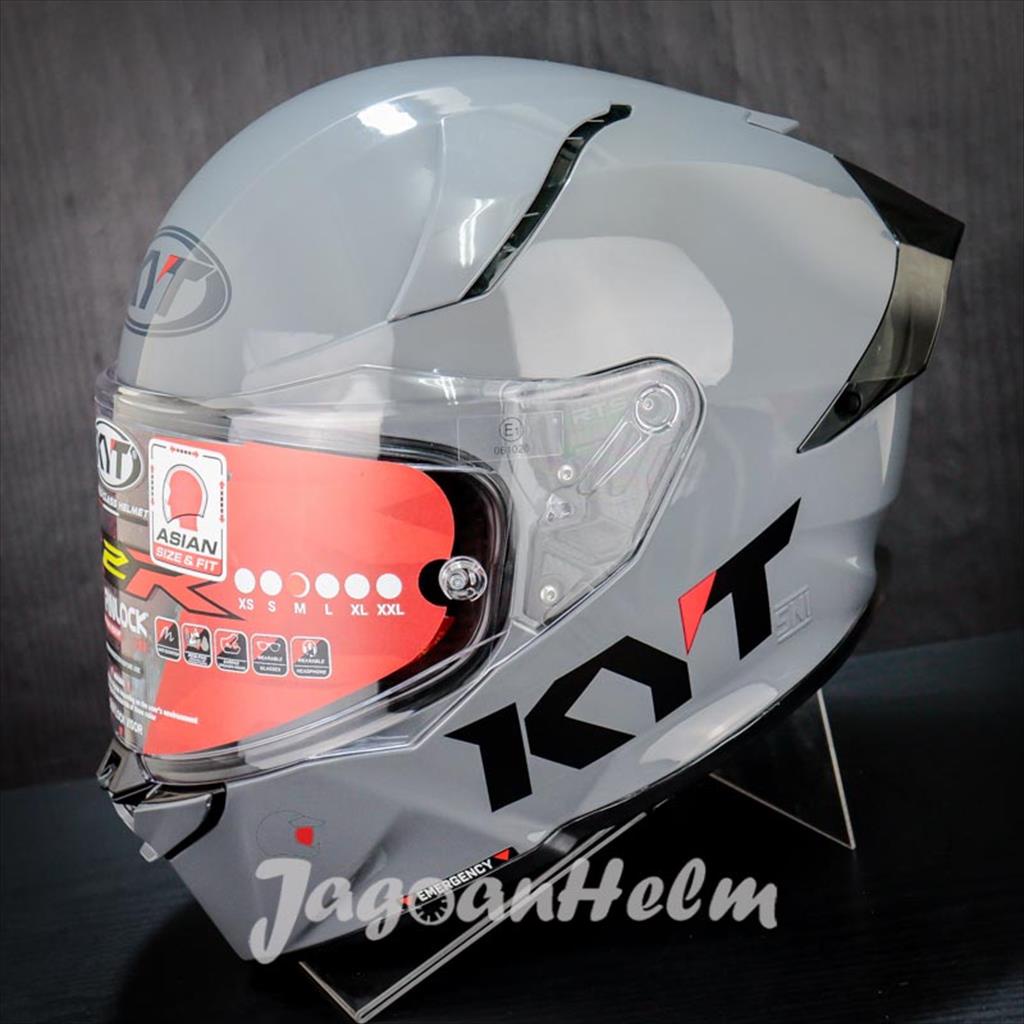 Jual KYT HELM R2R SOLID | PLAIN GORILA GREY | DOUBLE VISOR | Shopee ...