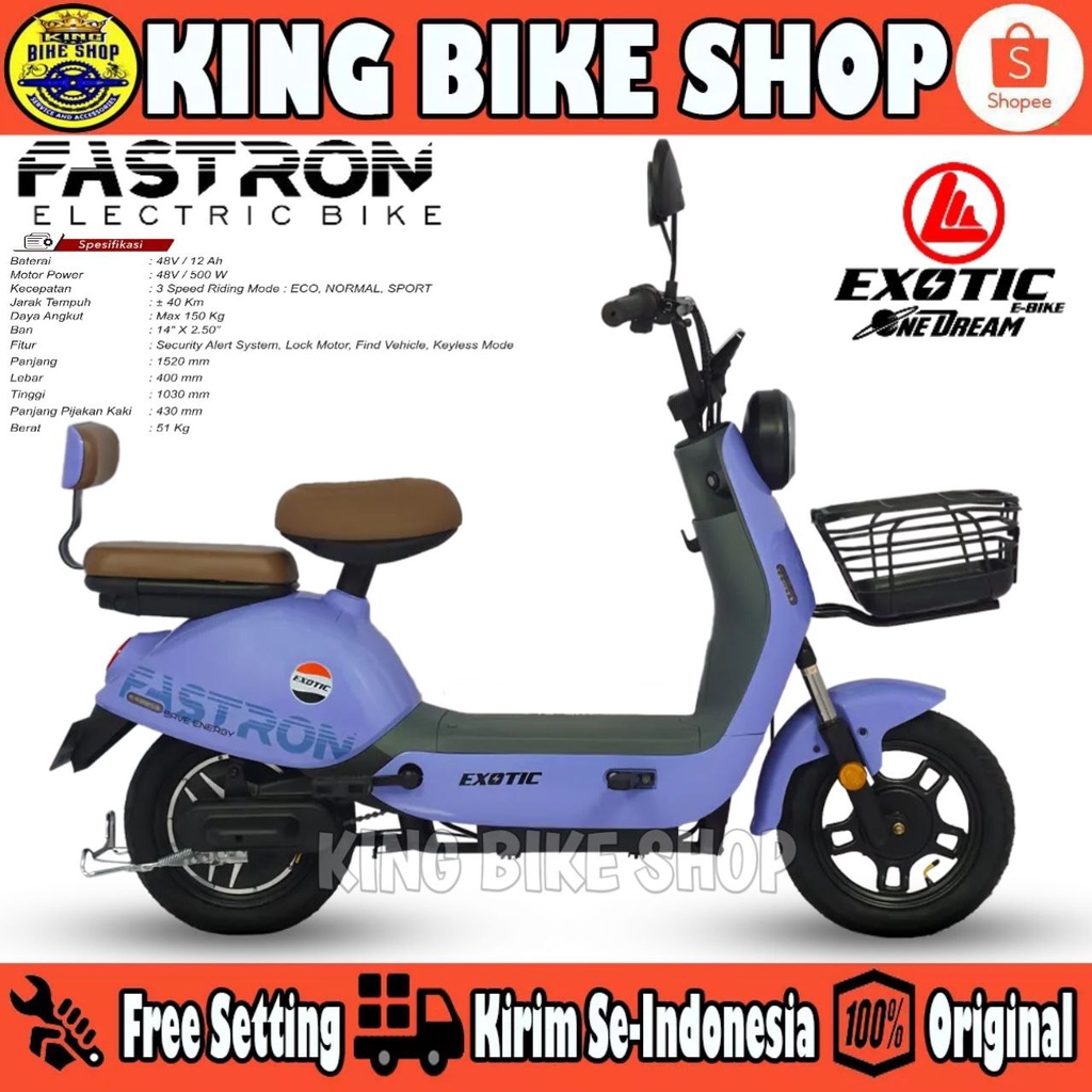 Jual Sepeda Listrik Electric E Bike EXOTIC FASTRON By Pacific 500 Watt ...