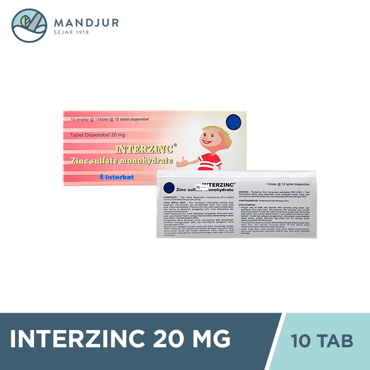 Jual Interzinc 20 mg 10 Tablet - Obat Diare Anak | Shopee Indonesia