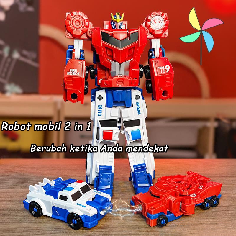 Jual 2in1 Mobil Berubah Mecha/Robot Deformasi Magnetik/Robot Anak Truk ...