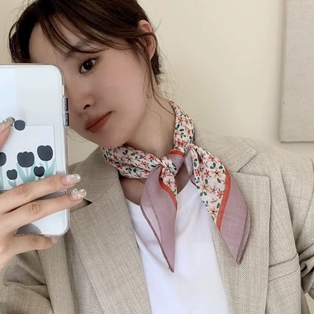 Jual Little Maple - Gardening Flower Korean Aesthetic Pattern Scarf ...