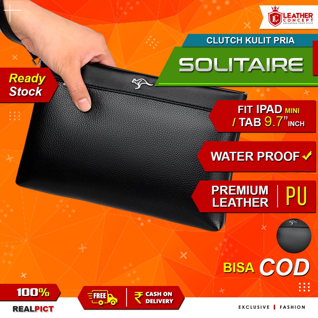 Jual LEATHER CONCEPT Tas Tangan Pria Clutch Kulit Pria Clutch Kangaroo ...
