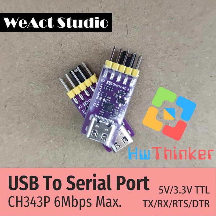 Jual WeAct Modul CH343P CH343 USB to Serial TTL UART 3.3V 5V 6Mbps DTR RTS Type-C | Shopee Indonesia