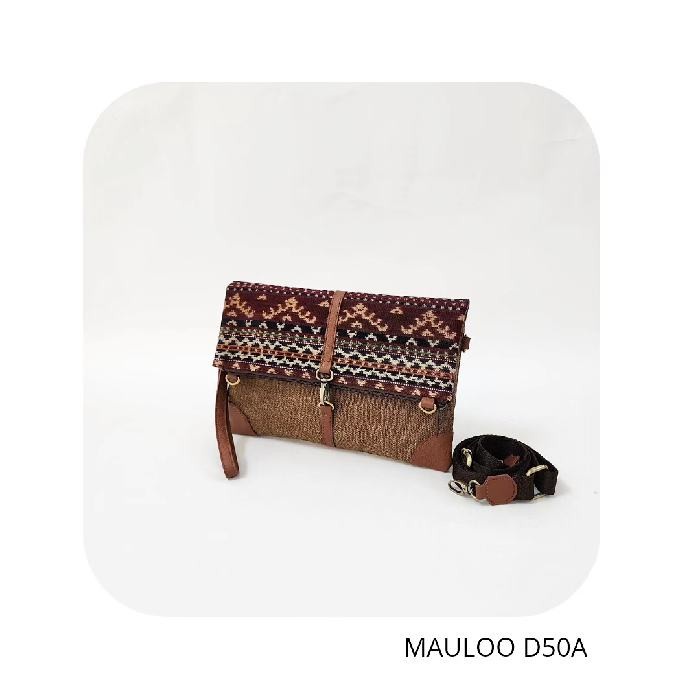 Jual Pouch Mauloo Tenun NTT Serat Kenaf Kulit Sapi Cokelat dan Maroon ...