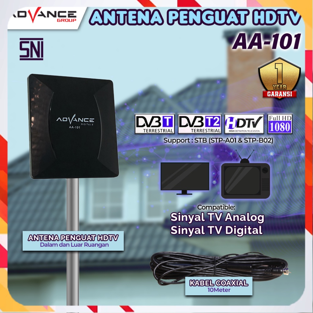 Jual Advance AA-101 Antena Indoor Outdoor Digital Analog Dalam DVB-T2 ...