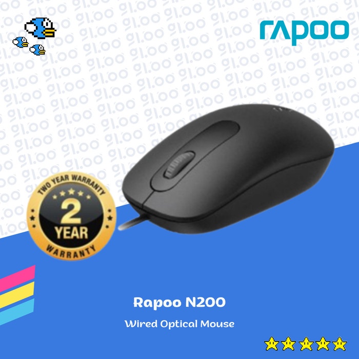 Jual Rapoo N200 - Wired Optical Mouse | Shopee Indonesia
