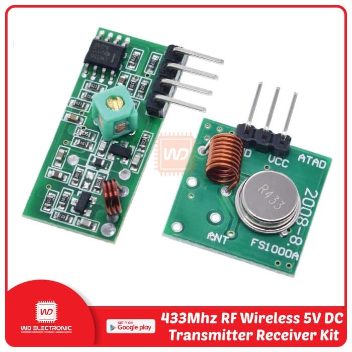 Jual Module 433Mhz RF Wireless Transmitter and Receiver kit 5V DC CO27 ...