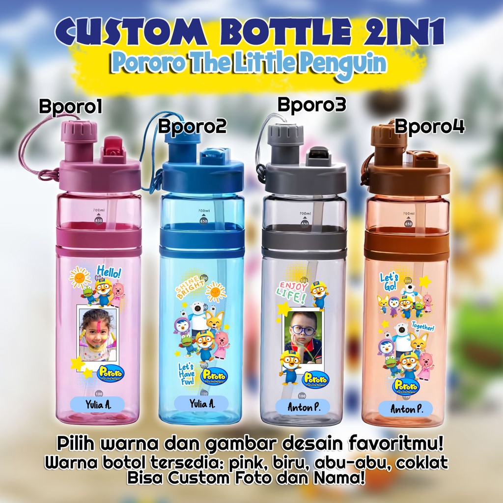Jual Custom Botol Minuman - 2in1 & My Bottle - Gambar Pororo The Little ...