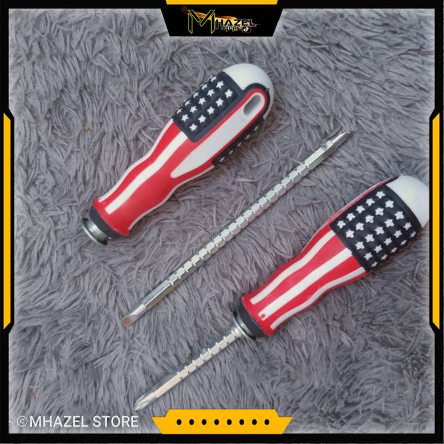 Jual OBENG min plus Amerika 2 in 1 obeng bolak balik kembang serbaguna ...