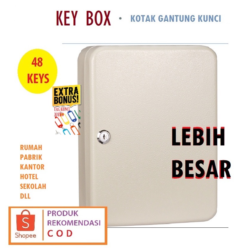 Jual KEY BOX 48 keys Gantungan kunci tempel dinding panel tempat ...