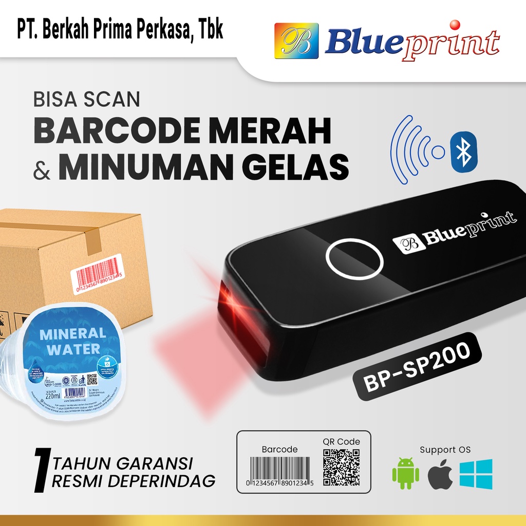 Jual Mini Barcode Scanner Portbale 2D SP200 BLUEPRINT - USB Bluetooth ...