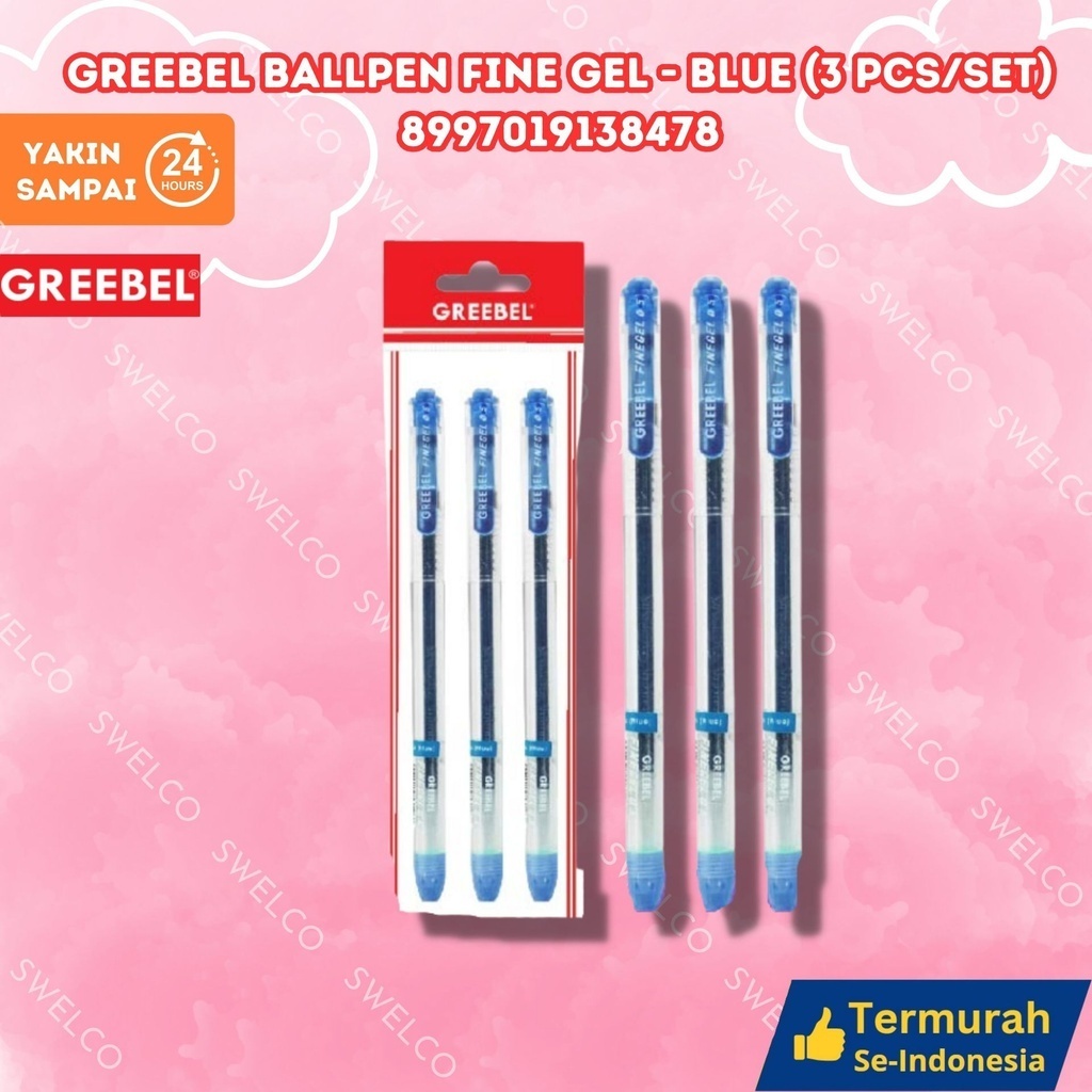 Jual GREEBEL BALLPEN FINE GEL - BLUE 1 BOX ( 12 PCS )/Pen/Pulpen ...