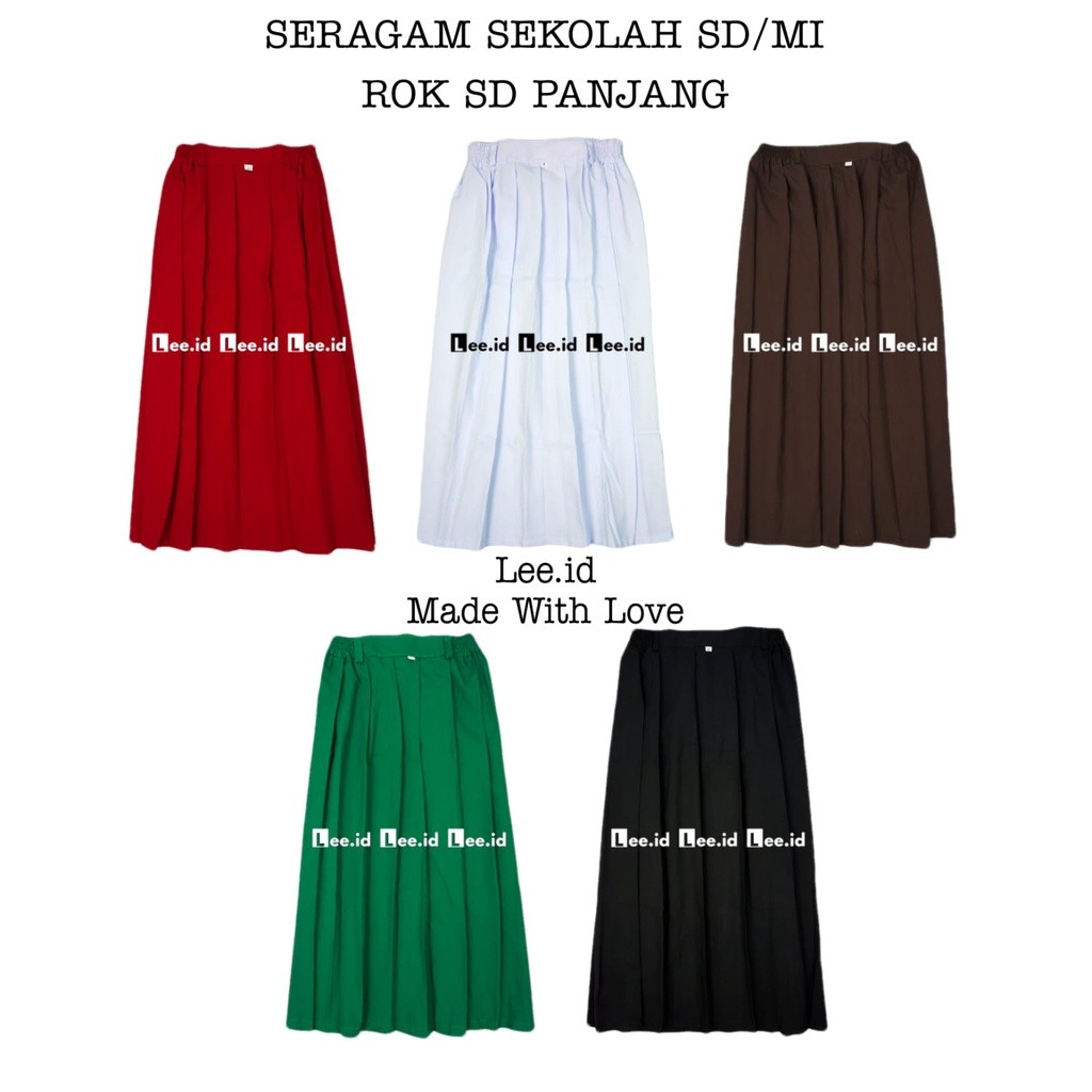 Jual Rok Panjang Sekolah SD Perempuan Seragam Sekolah SD MI Rok Panjang Rempel Lipit Merah ...
