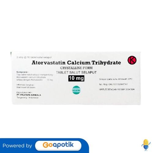 Jual Atorvastatin Calcium Trihydrate Pratapa 10 Mg Box 30 Tablet ...