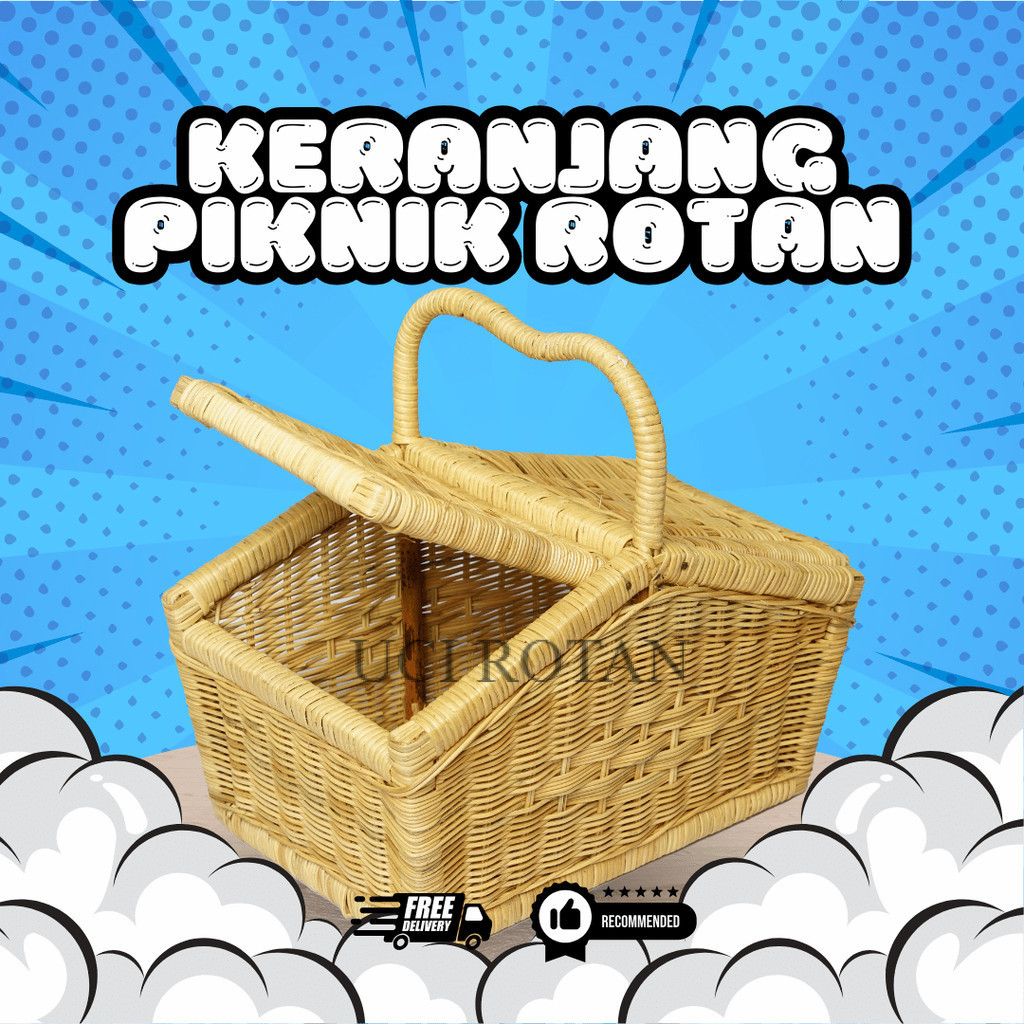 Jual Keranjang Piknik Rotan Handmade Estetik Cantik, Tahan Lama, dan ...