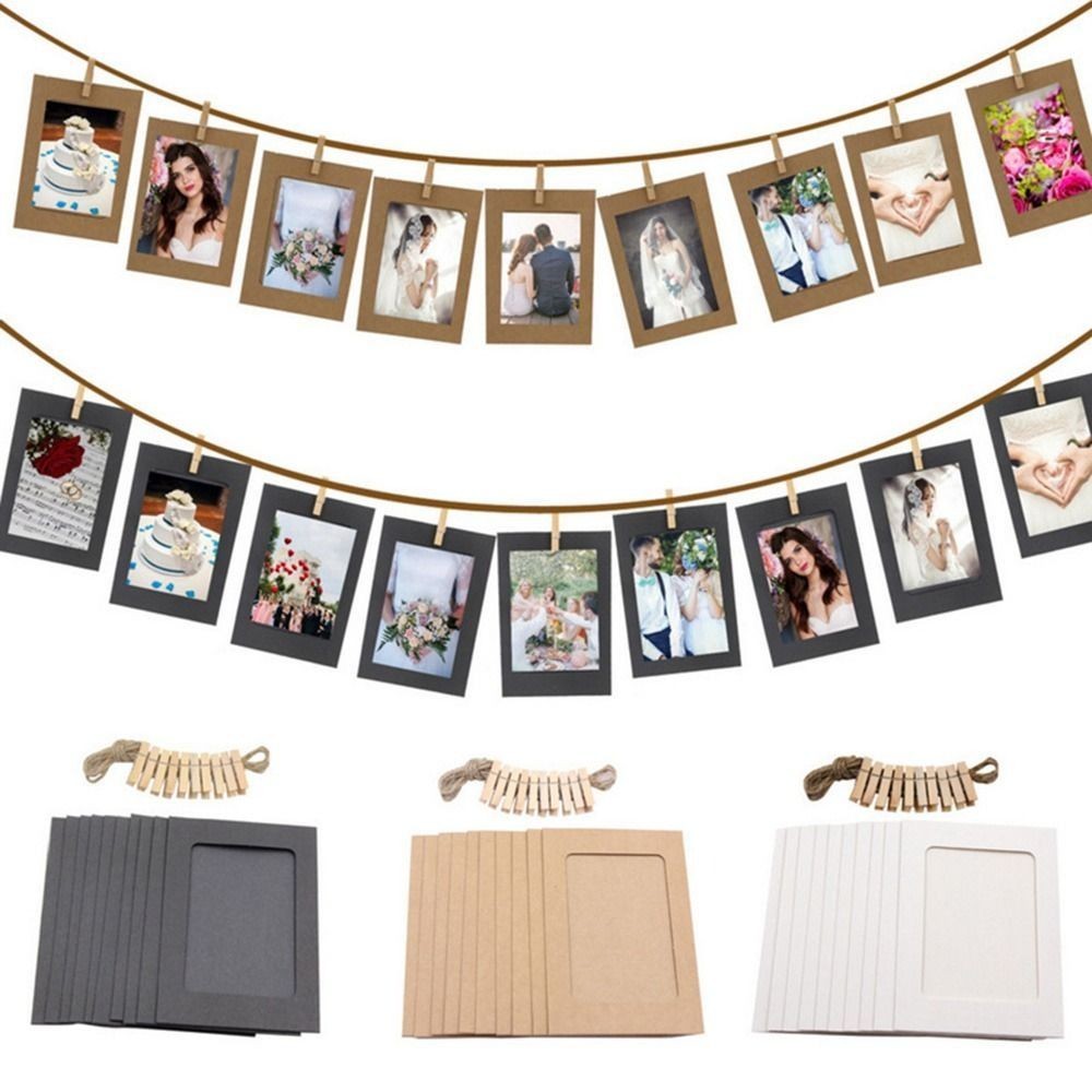 Jual 10pcs Combination Paper Frame With Clips DIY Kraft Paper Picture ...