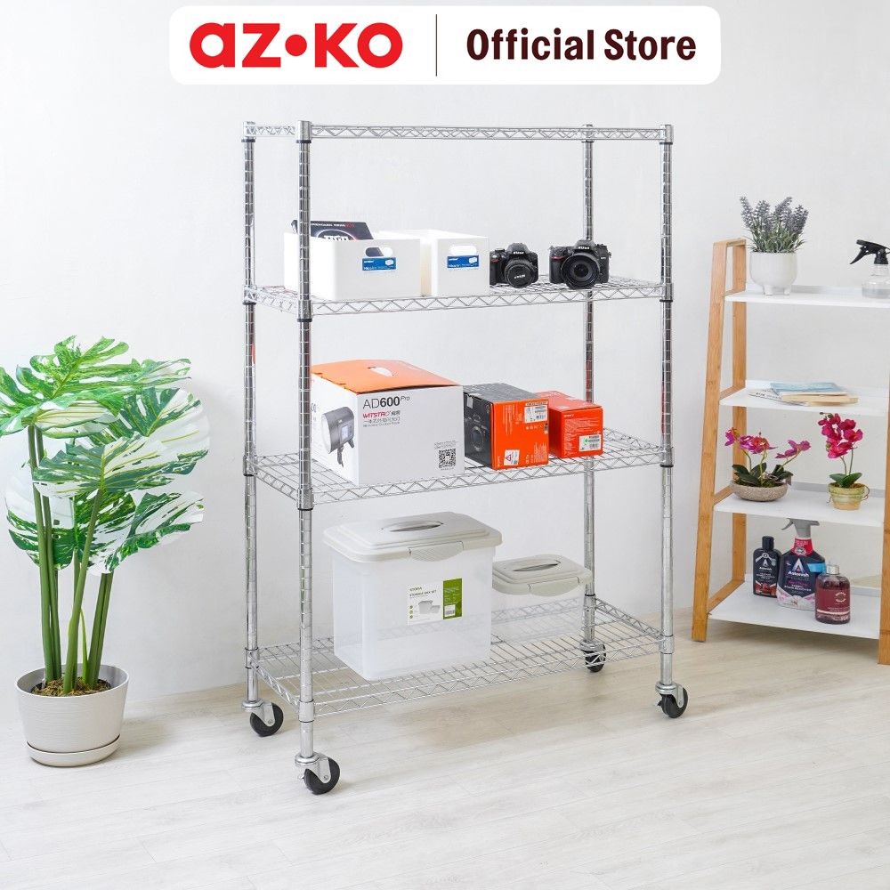 Jual AZKO Masterspace Rak Troli Kawat Heavy Duty 4 Tingkat - Silver ...