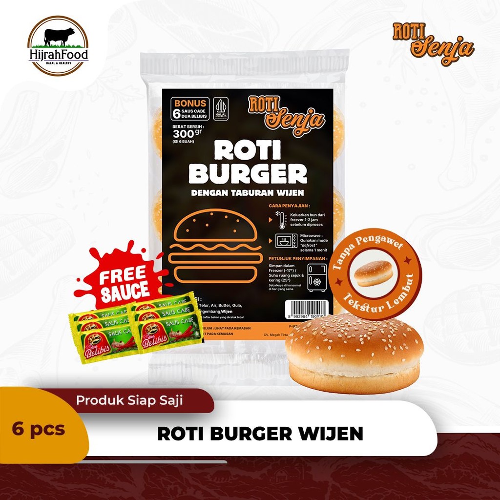 Jual Roti Senja Burger Wijen | Burger Bun With Sesame Seed 300 gr Free ...