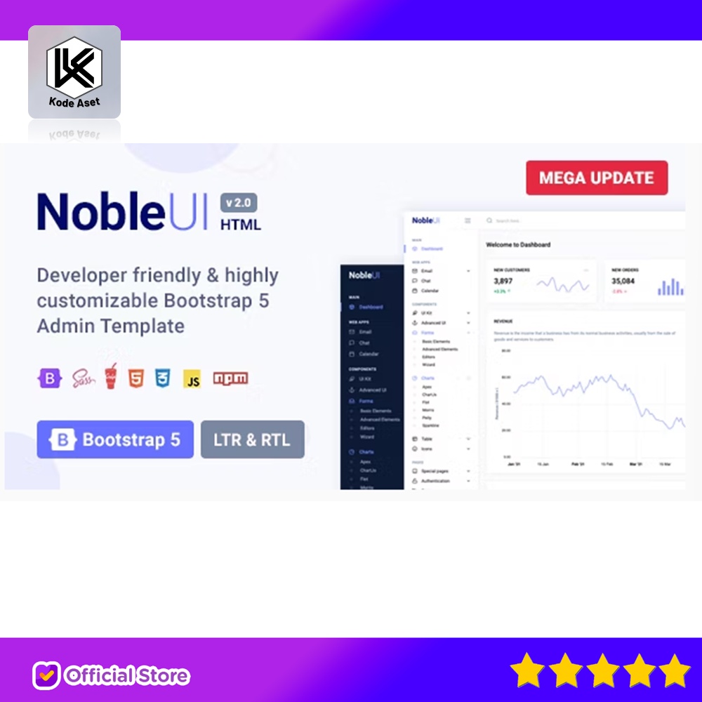 Jual NOBLEUI - HTML BOOTSTRAP 5 ADMIN DASHBOARD TEMPLATE BY KODEASET | Shopee Indonesia
