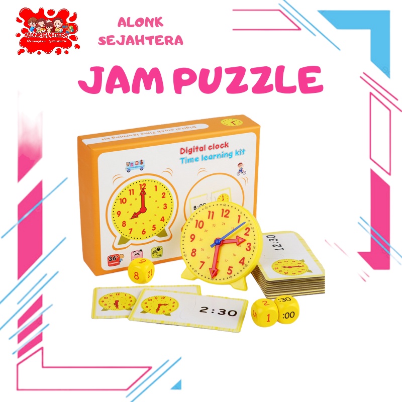 Jual [ALONK.S] digital clock time learning kit set mainan puzzle ...