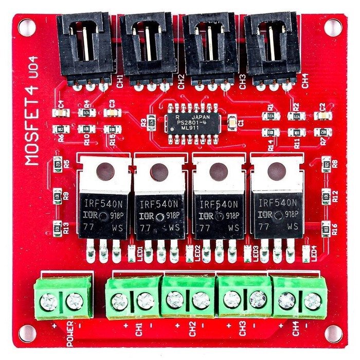 Jual Module Mosfet 4 Channel 100V 28A Driver Motor Selenoid Dimmer LED ...