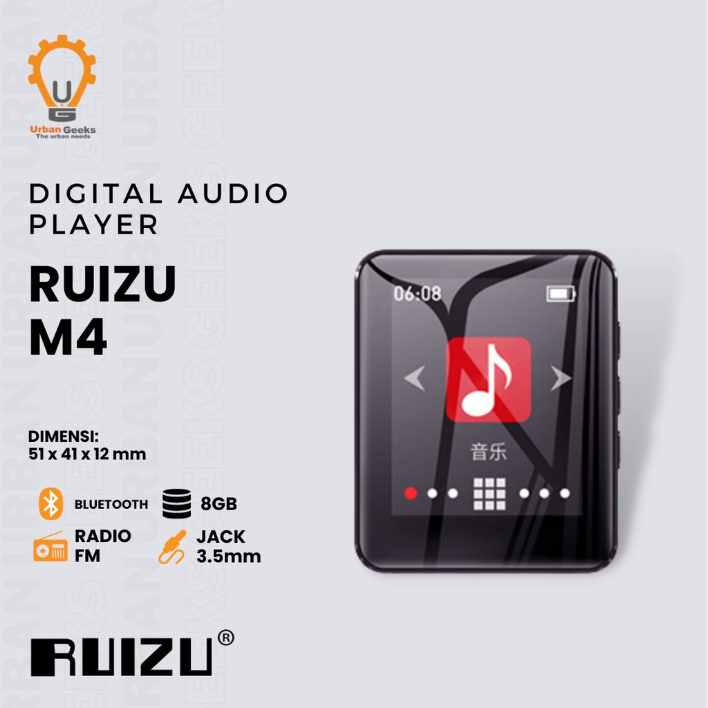 Jual RUIZU Mini Smart M4 Digital Audio Player Bluetooth Touchscreen 1.8 ...