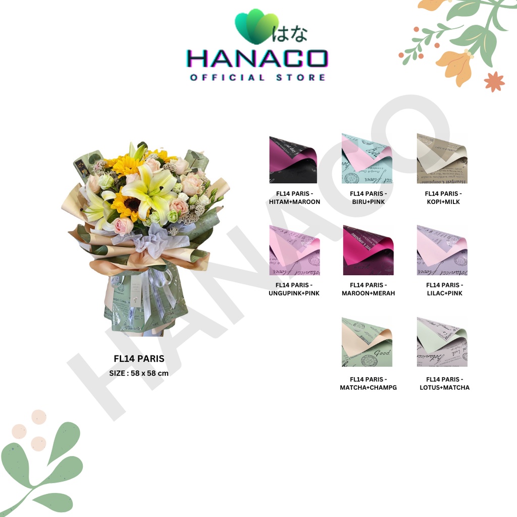 Jual HANACO - (5 LEMBAR) - FL14 PARIS Kertas Bunga Paper Buket Motif ...
