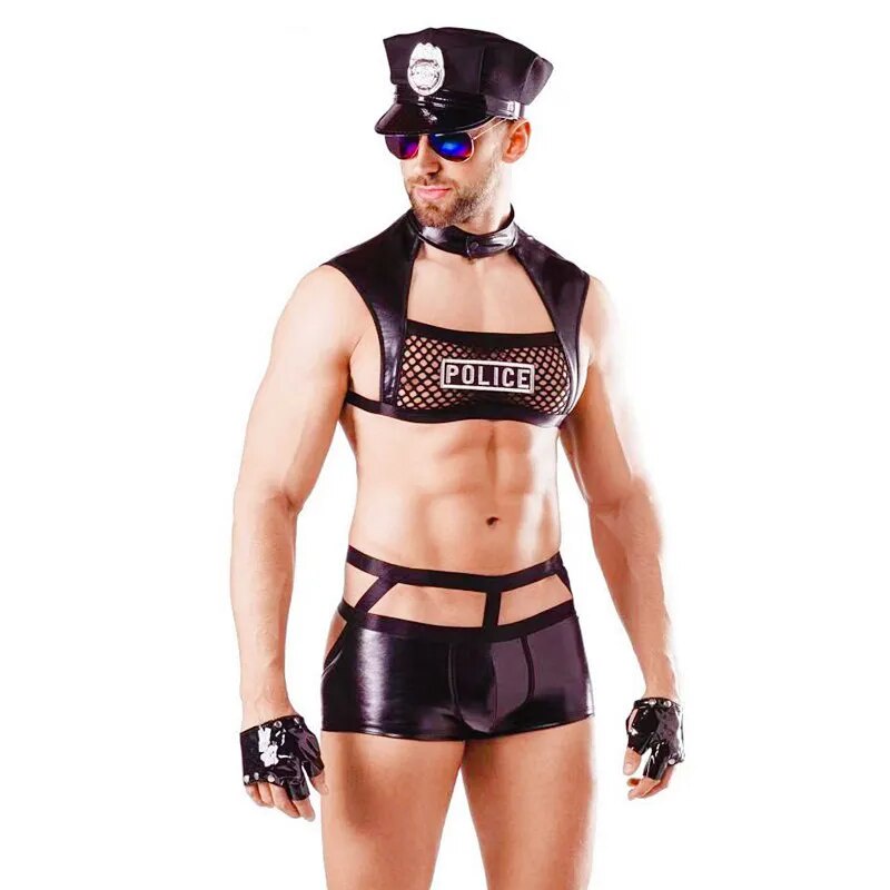 Jual Preorder 4 Piece Set Men Sexy Police Costume Hot Erotic Sexy Cop Swat Cosplay Fancy