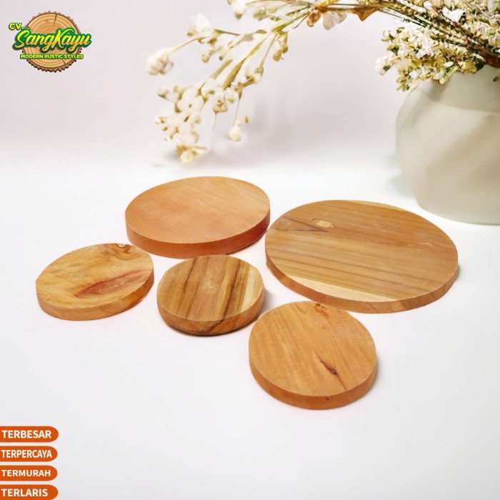 Jual Teak wooden Coaster 10 Cm tatakan gelas kopi cangkir mug kayu jati ...