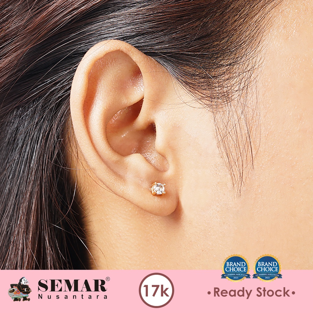 Jual Anting Tindik Emas Solitaire Rose Gold 17K Semar Nusantara ...