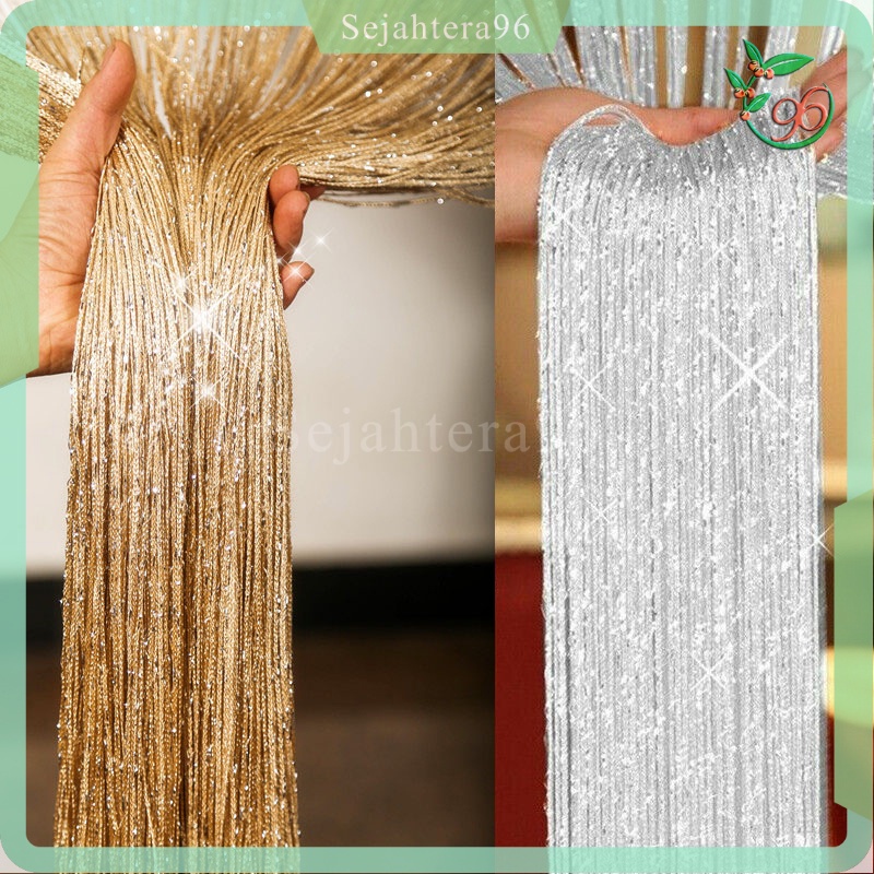 Jual TIRAI BENANG GLITER DEKORASI 3X3mtr/TIRAI HIASAN/BLING BLING ...