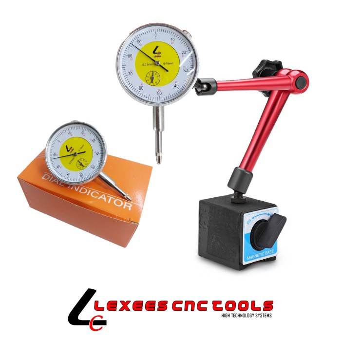 Jual Paket Dial Indicator LEXEES + Magnetic Stand Flexible Besar Gauge ...