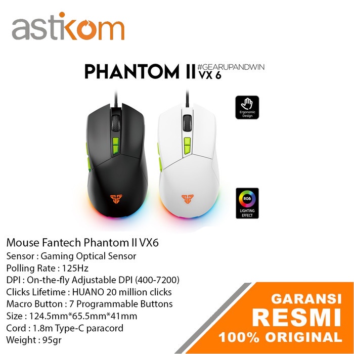 Jual Fantech PHANTOM II VX6 RGB Macro Wired Gaming Mouse | Shopee Indonesia
