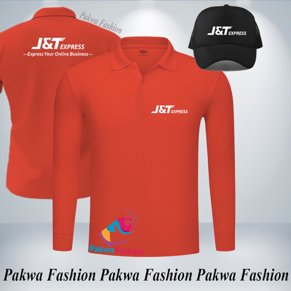 Jual Bonus Topi Poloshirt Panjang JNT-Express Baju Seragam Kantor Pria ...