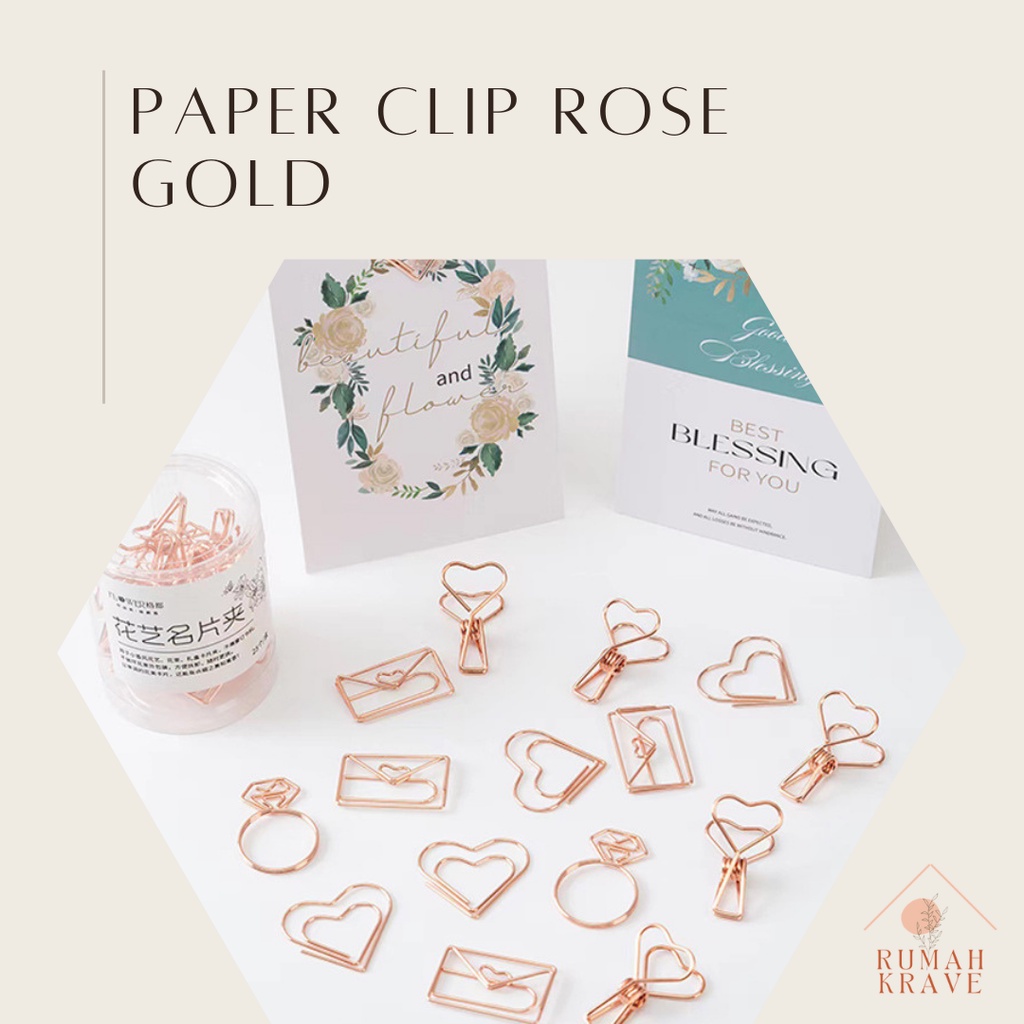 Jual RUMAH KRAVE - Paper Clip Rose Gold Pin Kartu Greeting Card Besi ...