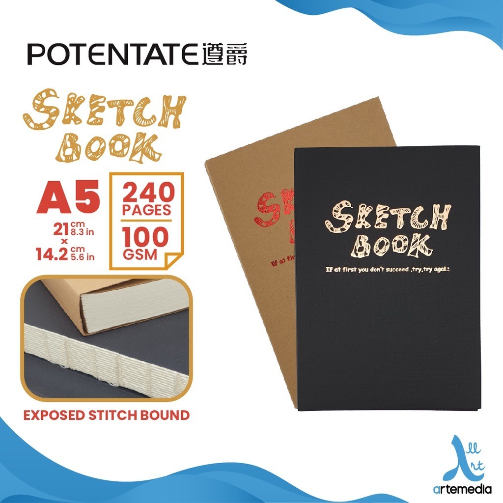 Jual Sketchbook Potentate A5 Exposed Stitch Bound Buku Sketsa ...