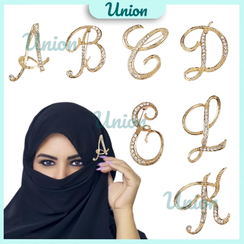 Jual UM Pin Tusuk Huruf / Aksesoris Couple / Bros Gold / Selendang ...