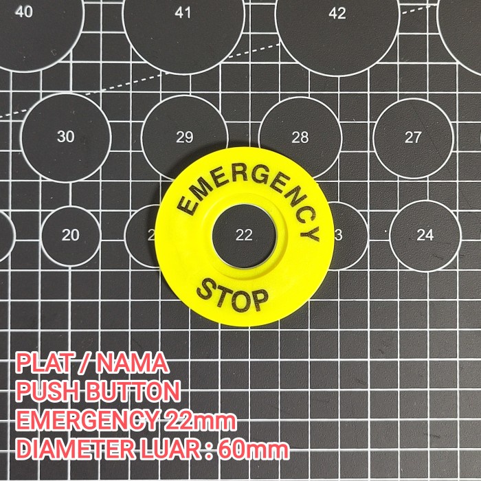 Jual LABEL/ PLAT /TANDA/ NAMA PUSH BUTTON EMERGENCY 22mm(60mm) | Shopee ...