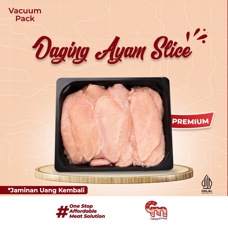 Jual Dada Ayam Fillet Slice Katsu | Daging Ayam Iris Tebal 1,5 cm 1 KG ...