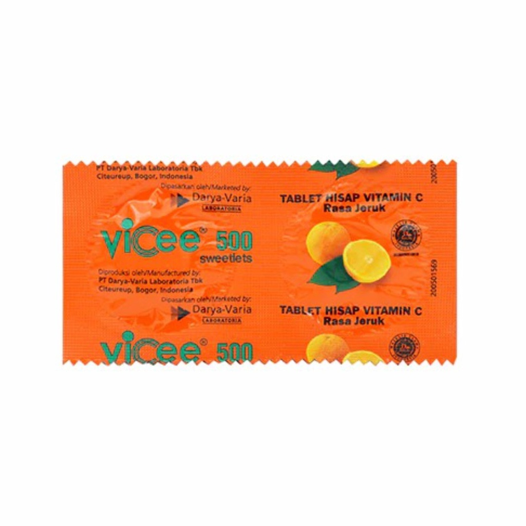 Jual Vicee 500 Mg Tablet Hisap Vitamin C Orange Strip Isi 2 Tablet ...