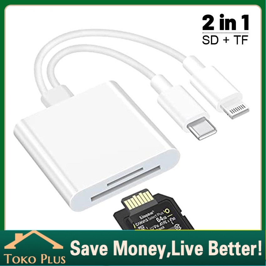 Jual 2in1 Adapter Card Reader Lightning Type-C iPhone Data Transfer ...