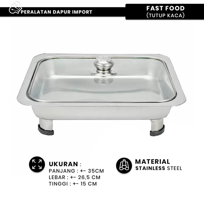 Jual Tempat Makan Saji Panci Prasmanan Fast Food Tutup Kaca - FULL KACA ...