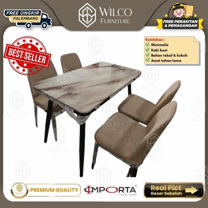 Jual Meja Makan Marmer 4 Kursi Importa / Meja Makan Minimalis Coklat ...