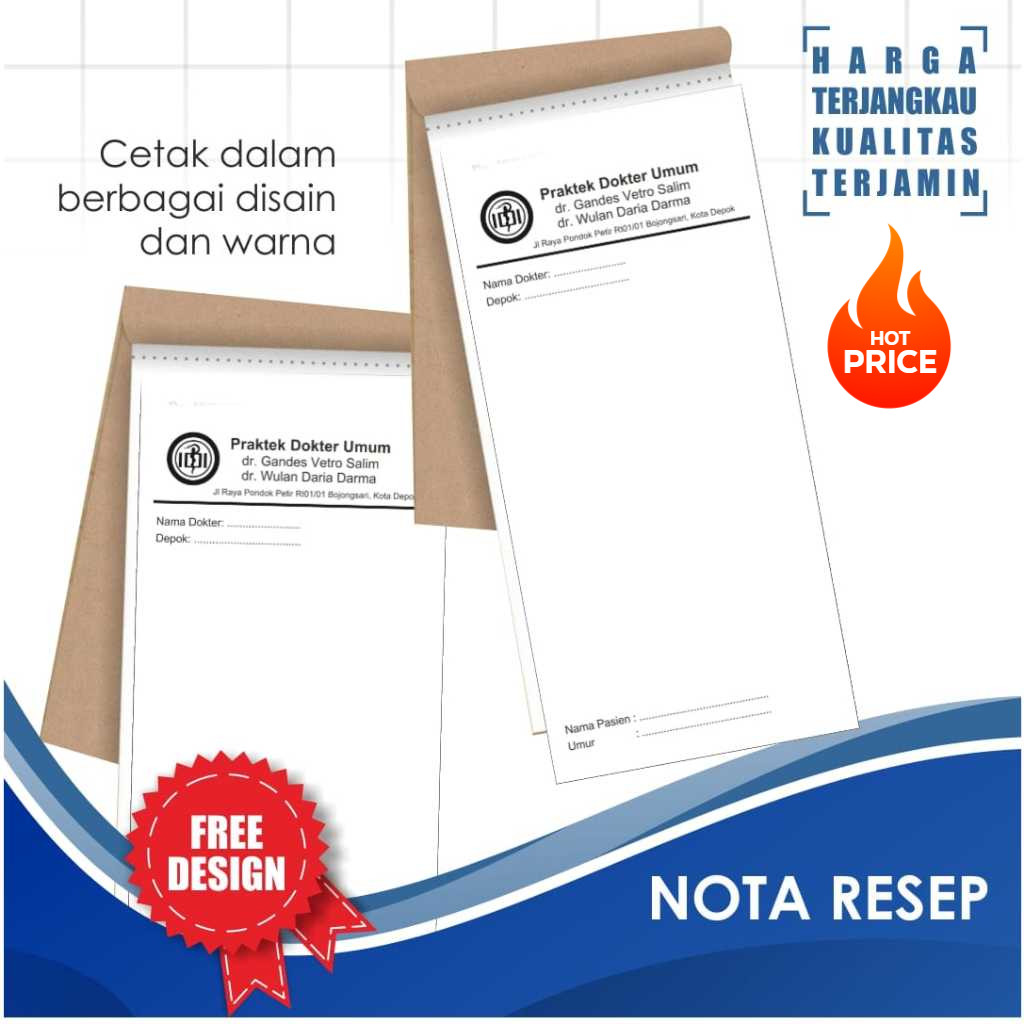 Jual CUSTOM NOTA RESEP UKURAN 1/3 KERTAS A4/F4 1 RIM | Shopee Indonesia