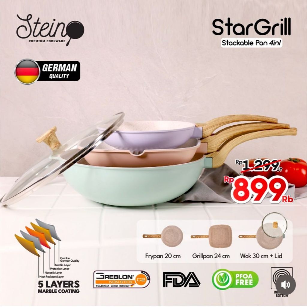Jual Stein Steincookware Star Pan / Star Grill Stackable Floating Pan ...
