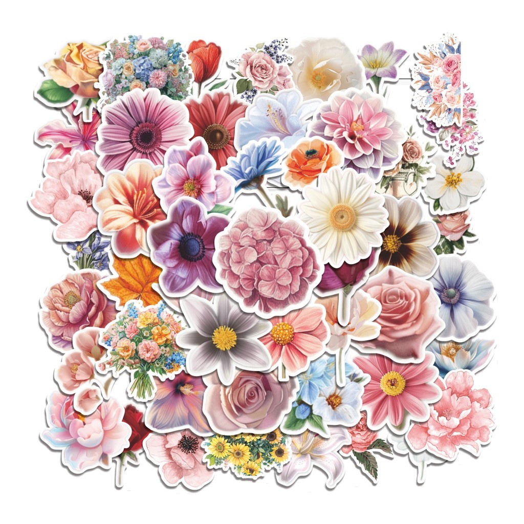 Jual COD 50 Pcs Stiker Vintage Flower Deco Floral Decoration Lucu Anti ...
