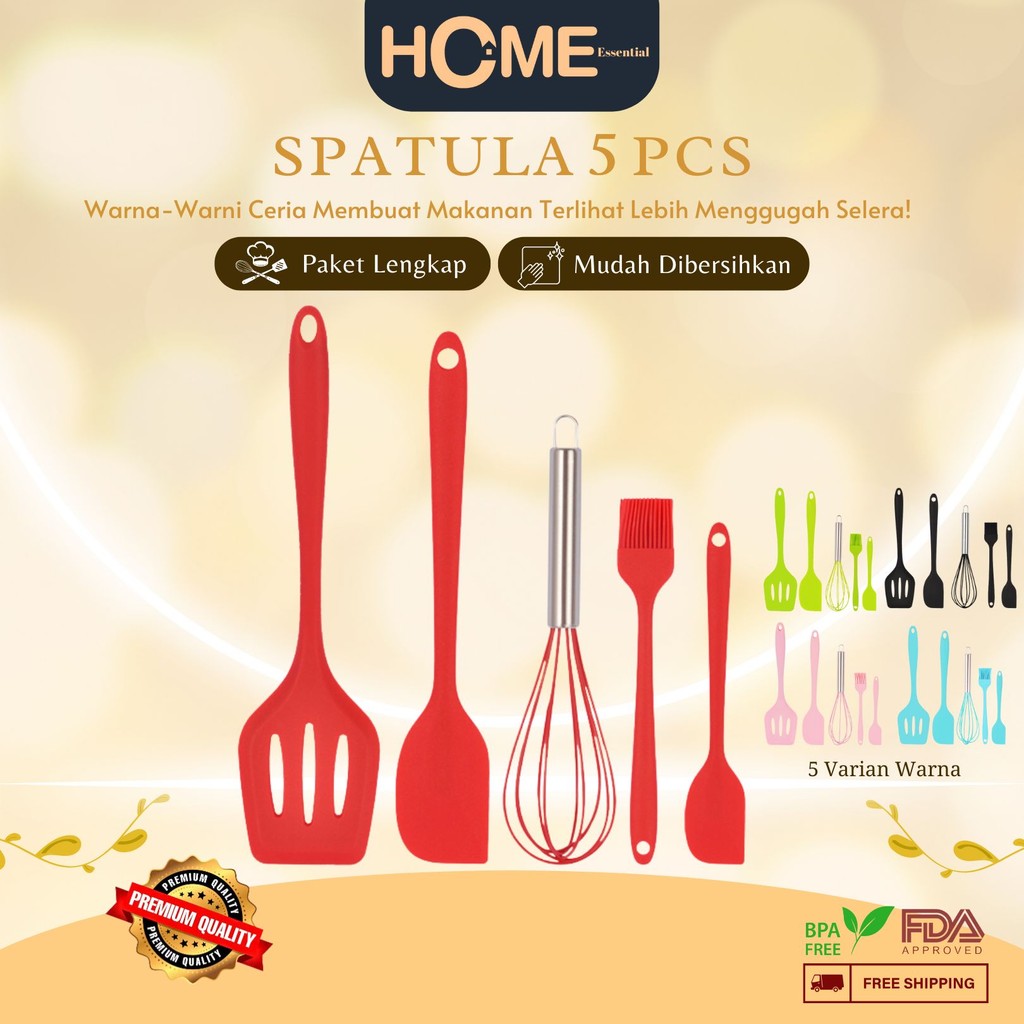 Jual (HE) Home Essential Set Spatula Peralatan Masak Sutil Silikon Non ...